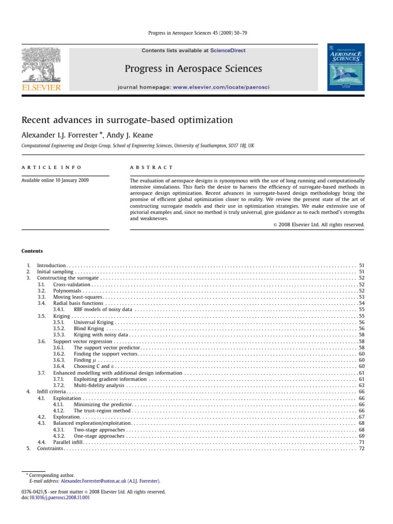 Recent Advances In Surrogate Based Optimization Pdf Cross