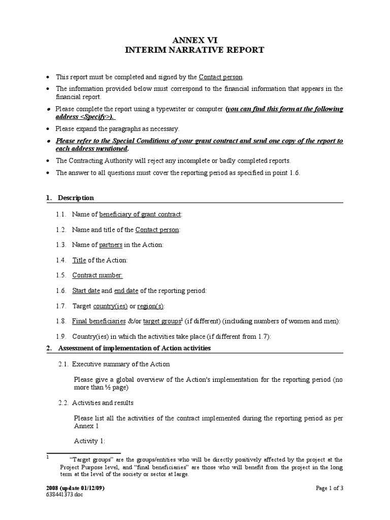 Interim Narrative Report for Grant Action | PDF | European Union ...