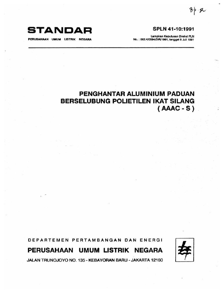 SPLN-41!10!1991-Konduktor Alumunium Al Alloy A3C-S | PDF
