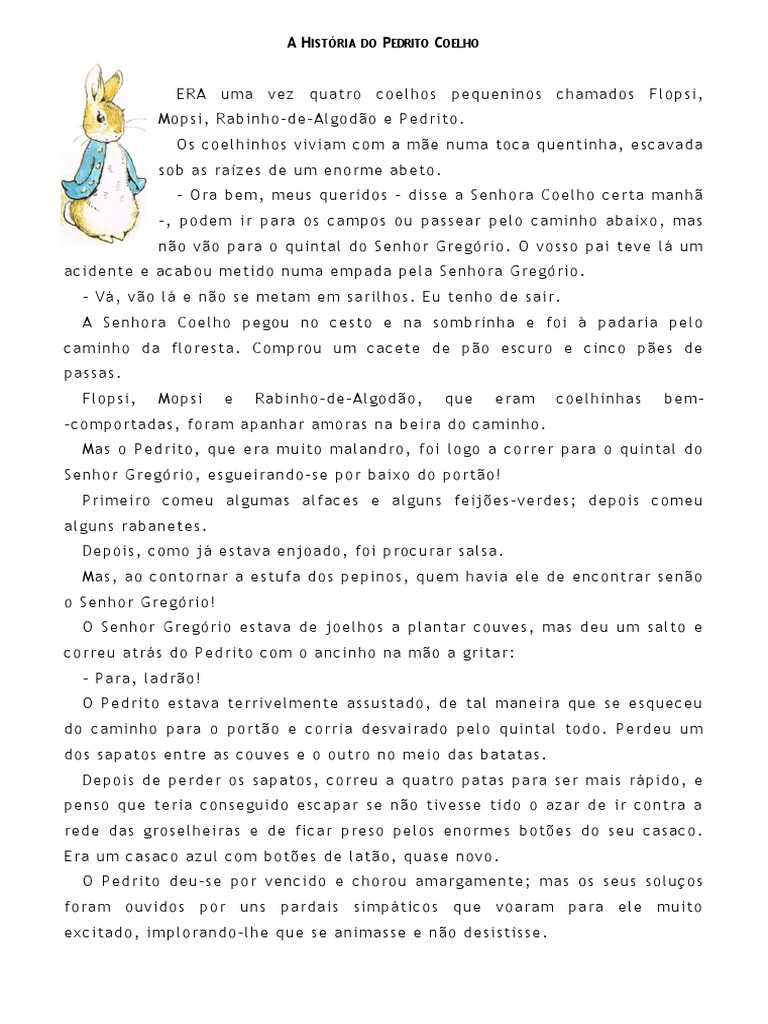 A História Do Pedrito Coelho - Beatrix Potter | PDF