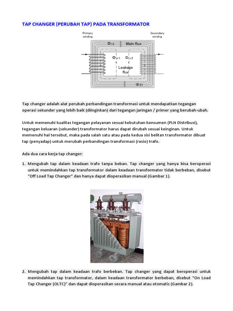 Fungsi dan Jenis Tap Changer Trafo | PDF | Sains & Matematika ...