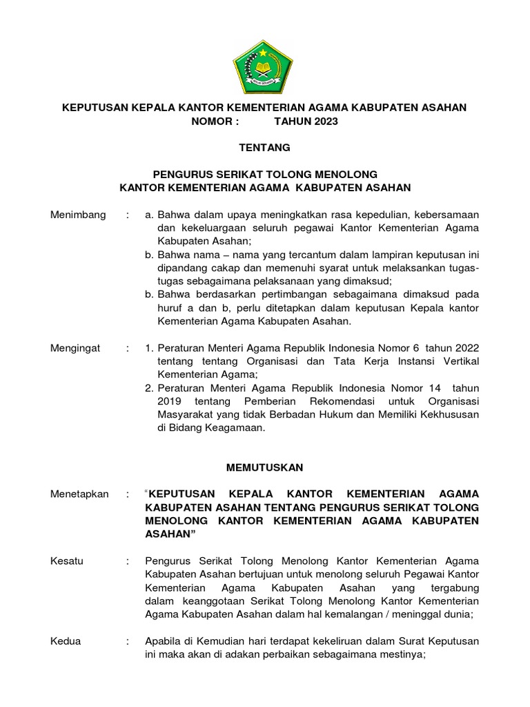 Pengangkatan Pengurus Serikat Tolong Menolong | PDF