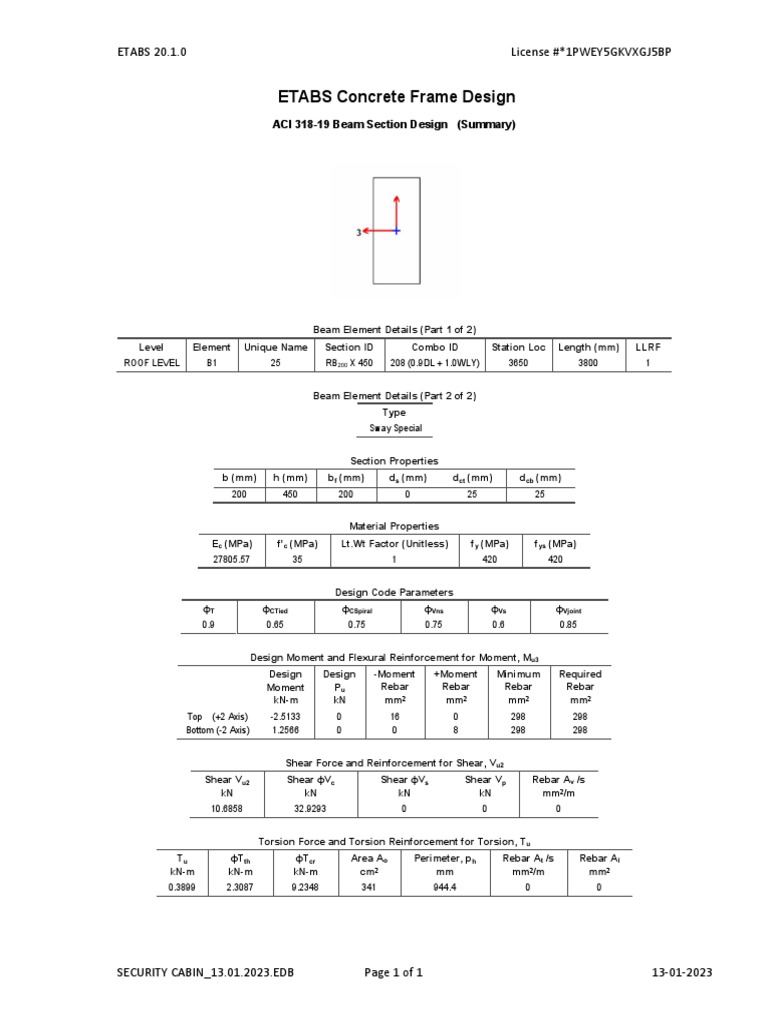 ETABS Concrete Frame Design: ETABS 20.1.0 License # 1PWEY5GKVXGJ5BP ...