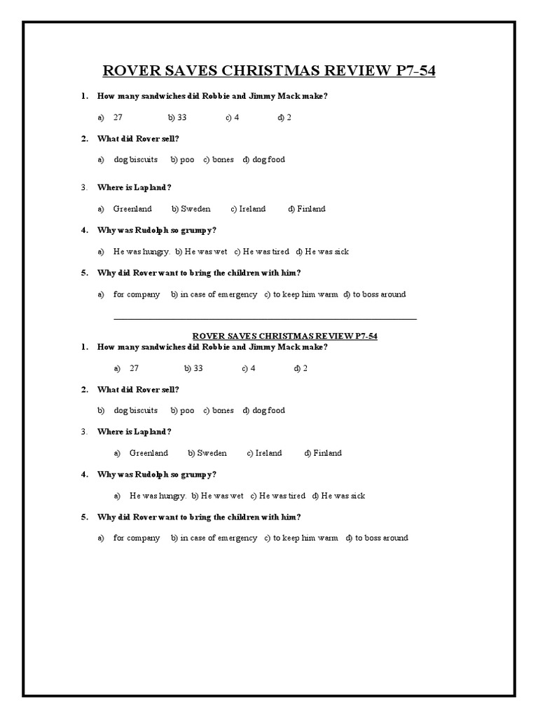 Rover Saves Christmas Review P7 | PDF