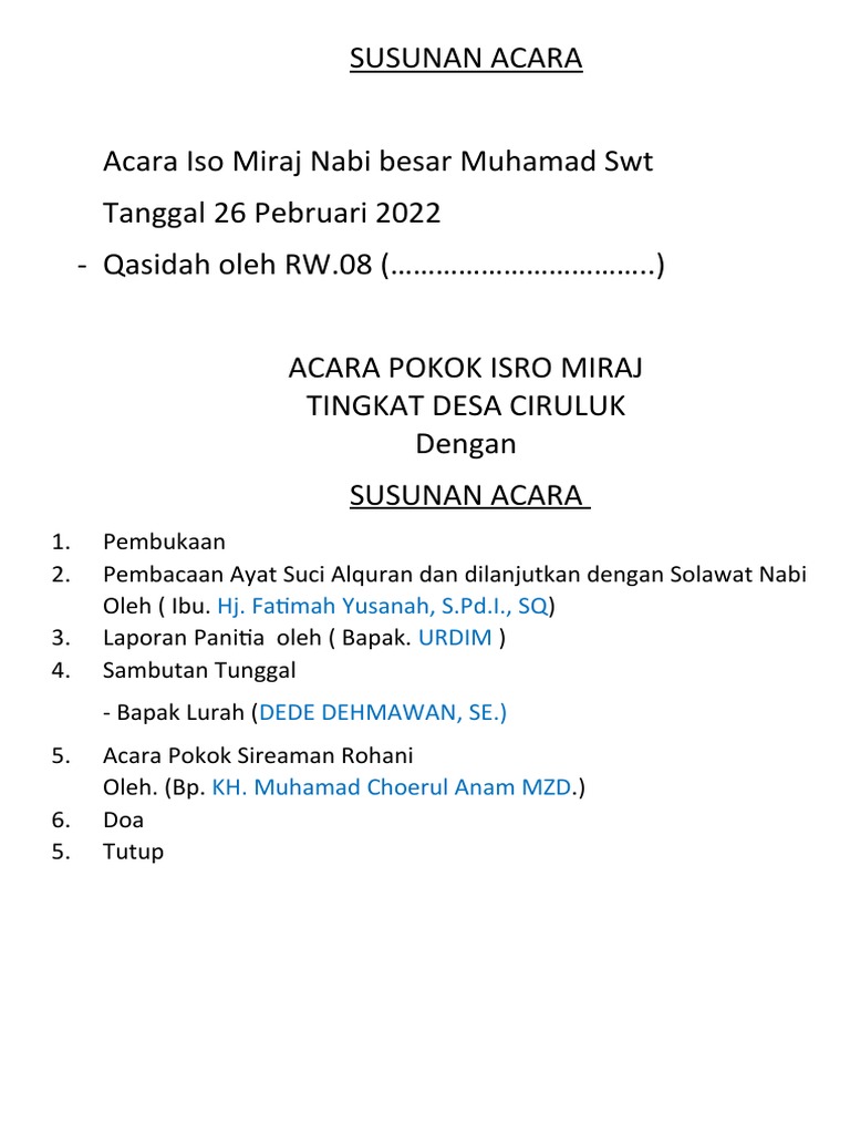 Susunan Acara | PDF