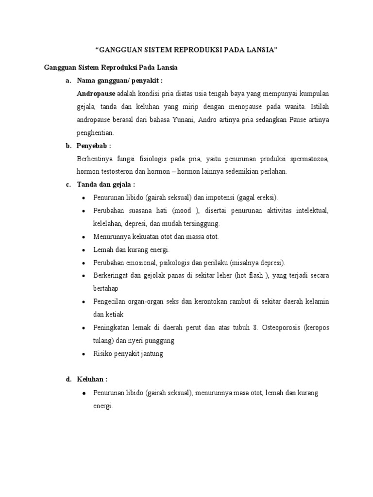 Gangguan Sistem Reproduksi Pada Lansia | PDF | Pengembangan Diri | Kesehatan Holistik