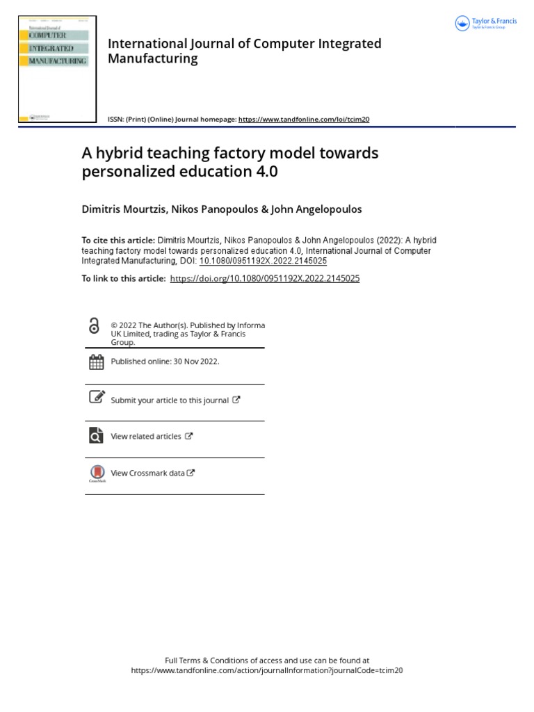A Hybrid Teaching Factory Model Towards Personalized Education 4 0 | PDF | Educational ...