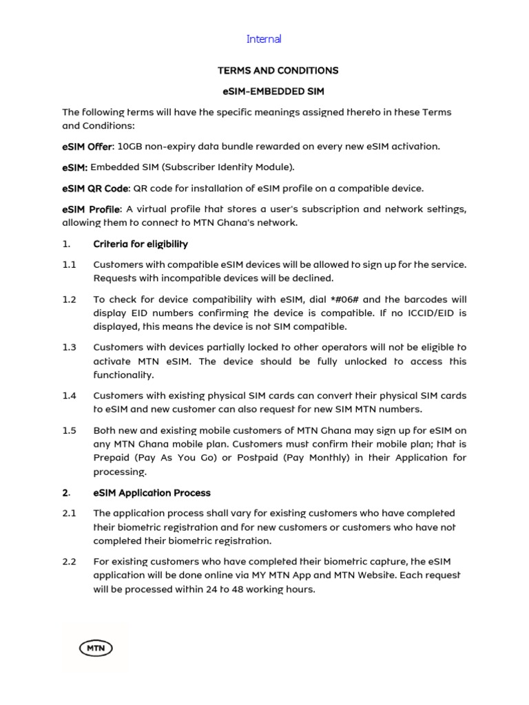 MTN Ghana eSIM Activation Guide | PDF | Telecommunications ...