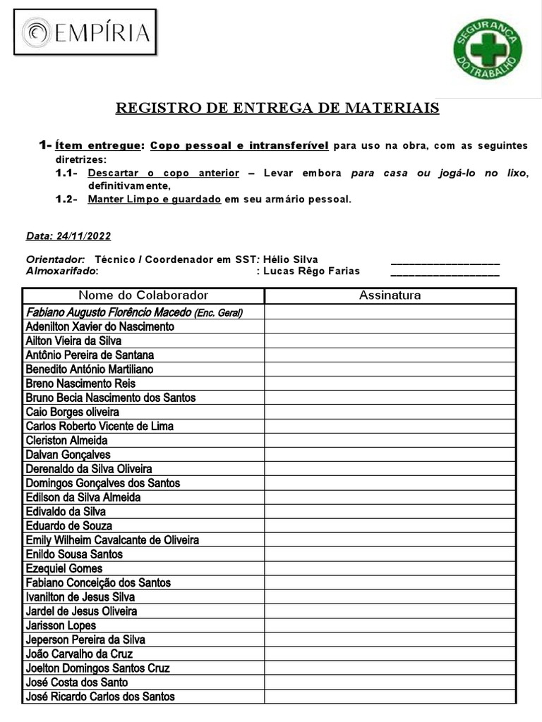 Entrega de Materiais | PDF