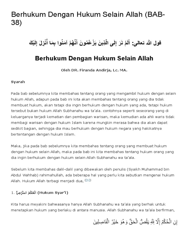 Berhukum dengan Hukum Selain Allah | PDF