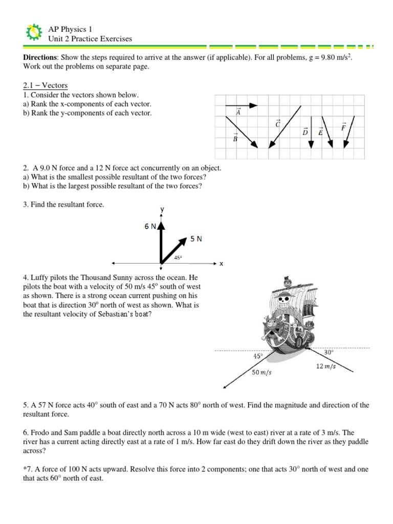 Unit 2 Exercises | PDF | Projectiles | Force