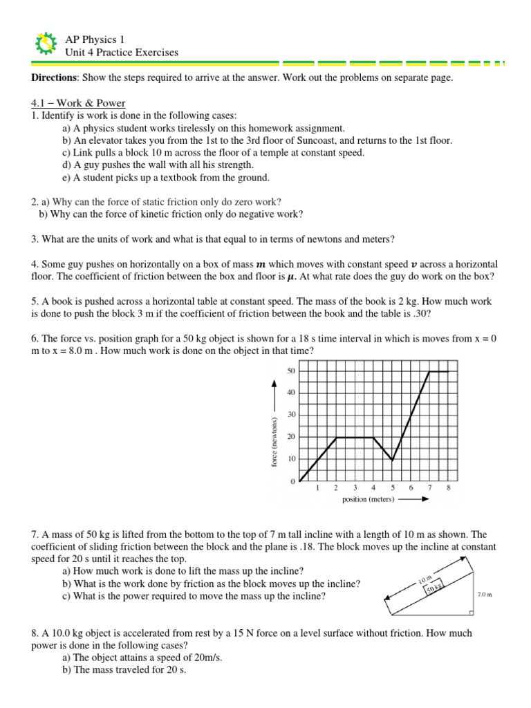 Unit 4 Exercises | PDF | Force | Friction