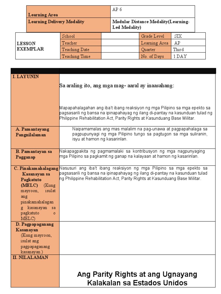Cot AP Q3 GRADE 6 | PDF