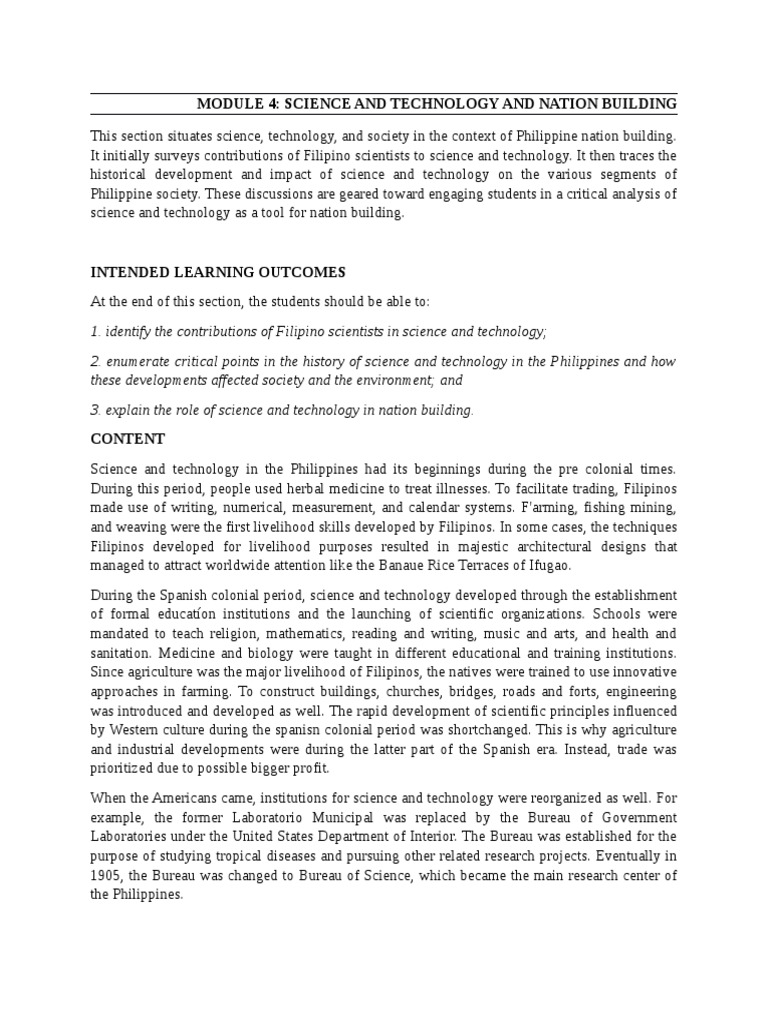 Module 4: Science and Technology and Nation Building | PDF | Science ...