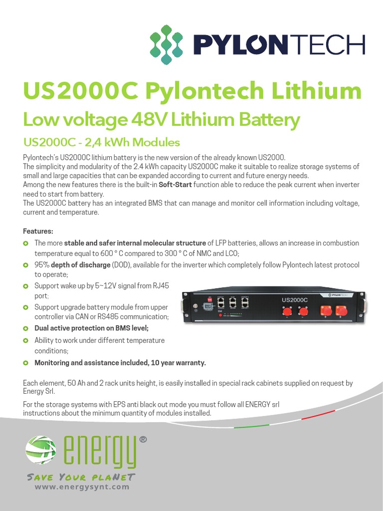 US2000C Pylontech Datasheet en | PDF | Lithium Ion Battery | Electrical ...