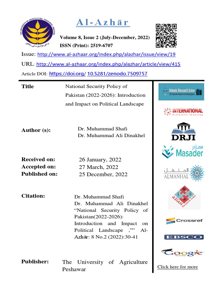 National Security Policy Pakistan | PDF | National Security | Policy
