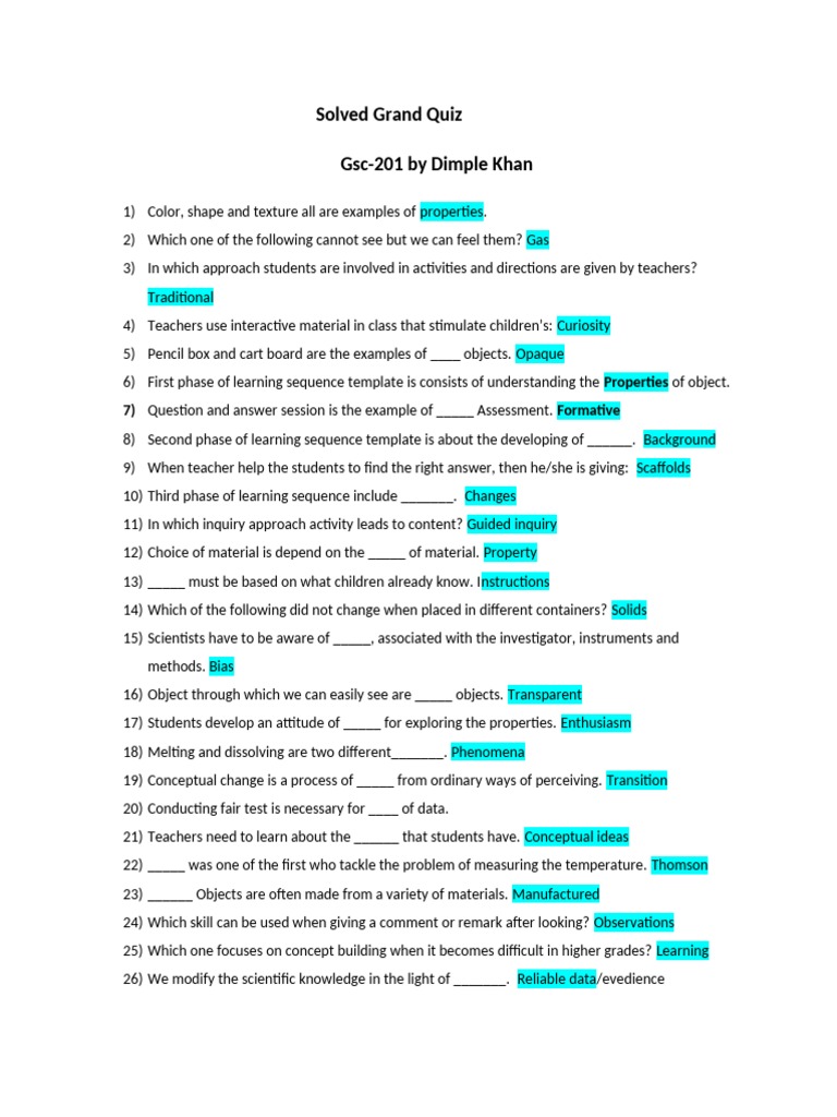 My GSC 201 File For Grand Quiz 1 | PDF | Teaching Method | Educational ...