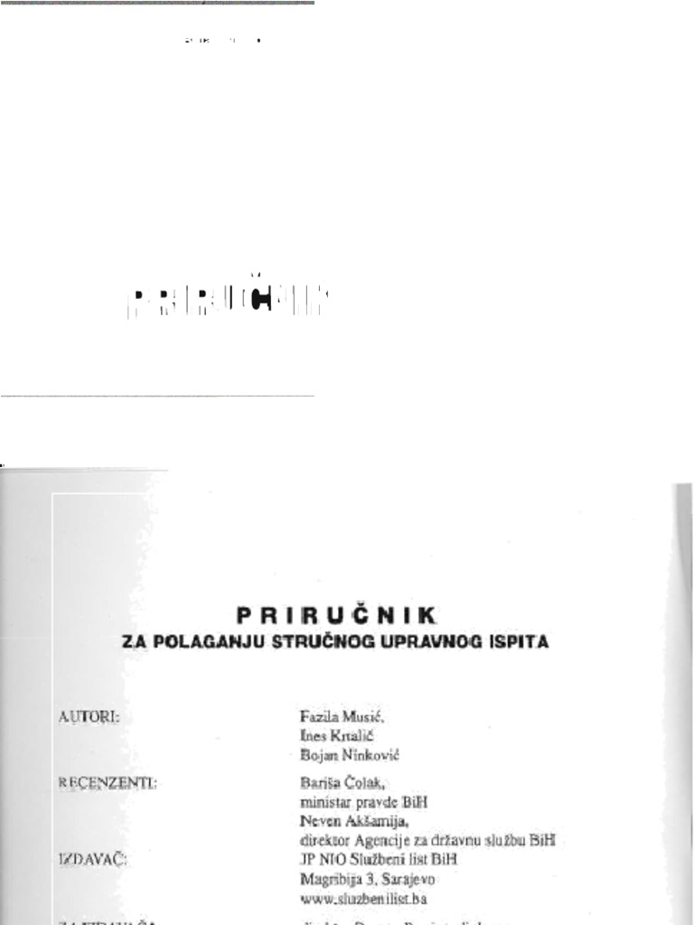 Priručnik Za Polaganje Stručnog Upravnog Ispita U Institucijama BiH | PDF