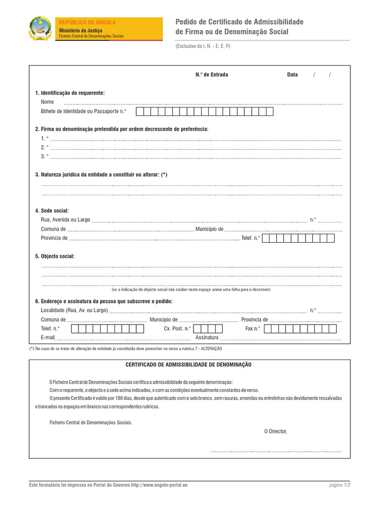 Fcds Pedido de Certificado de Admissibilidade de Firma Ou de ...