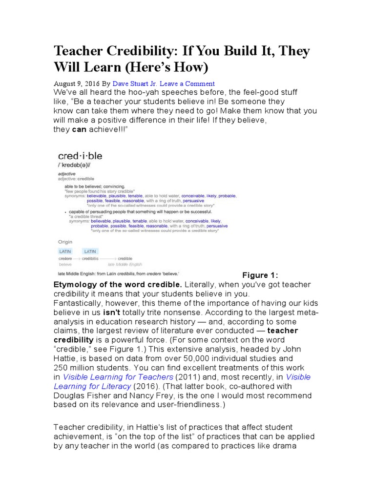 Teacher Credibility | PDF | Credibility | Goal