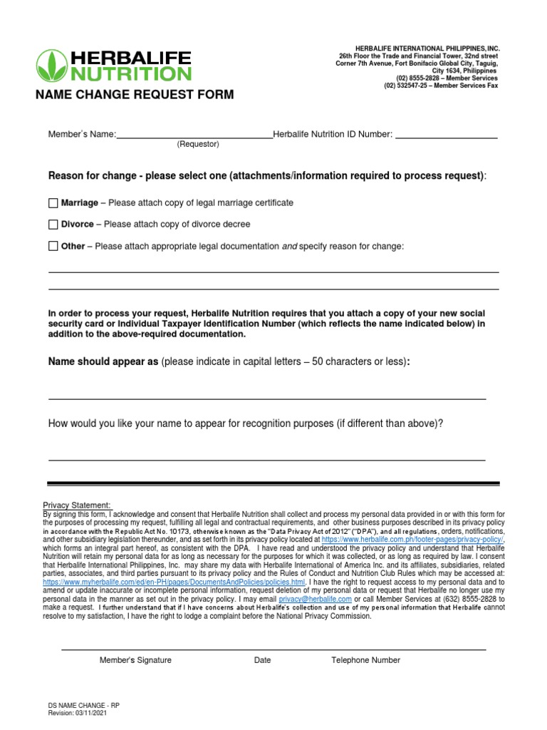 Name Change Form 031121 | PDF | Privacy | Privacy Policy