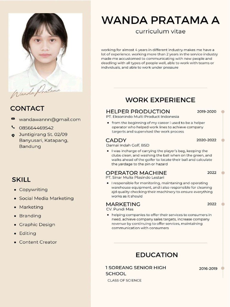CV - Wanda Pratama Adisti | PDF