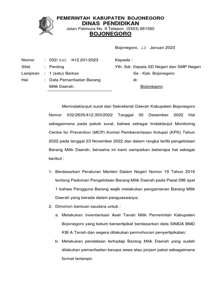 Data Pemanfaatan BMD | PDF