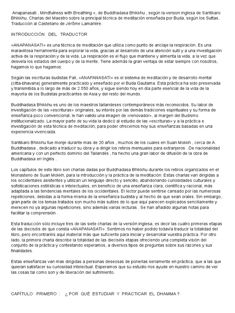 Meditación Anapanasati y Mindfulness | PDF | Mente | Verdad