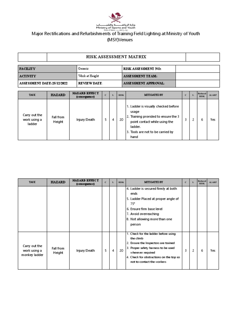 Risk-Assessment-Work-at-Height | PDF | Risk | Safety