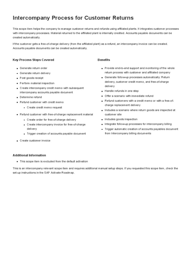 Intercompany Return Process in SAP | PDF | Accounts Payable | Invoice