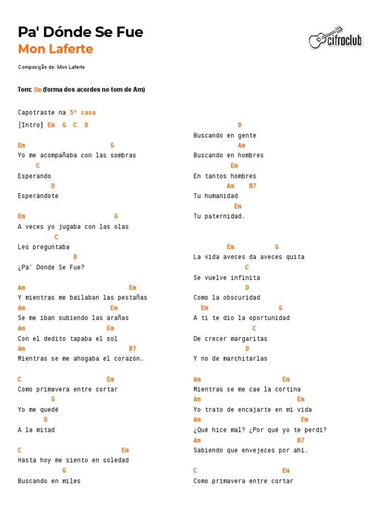 Acordes De Pa Dónde Se Fue Pdf