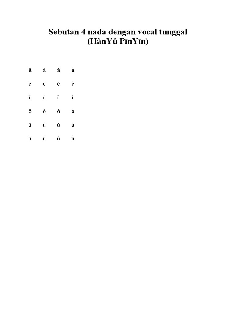 Nada Han Yu Pin Yin | PDF