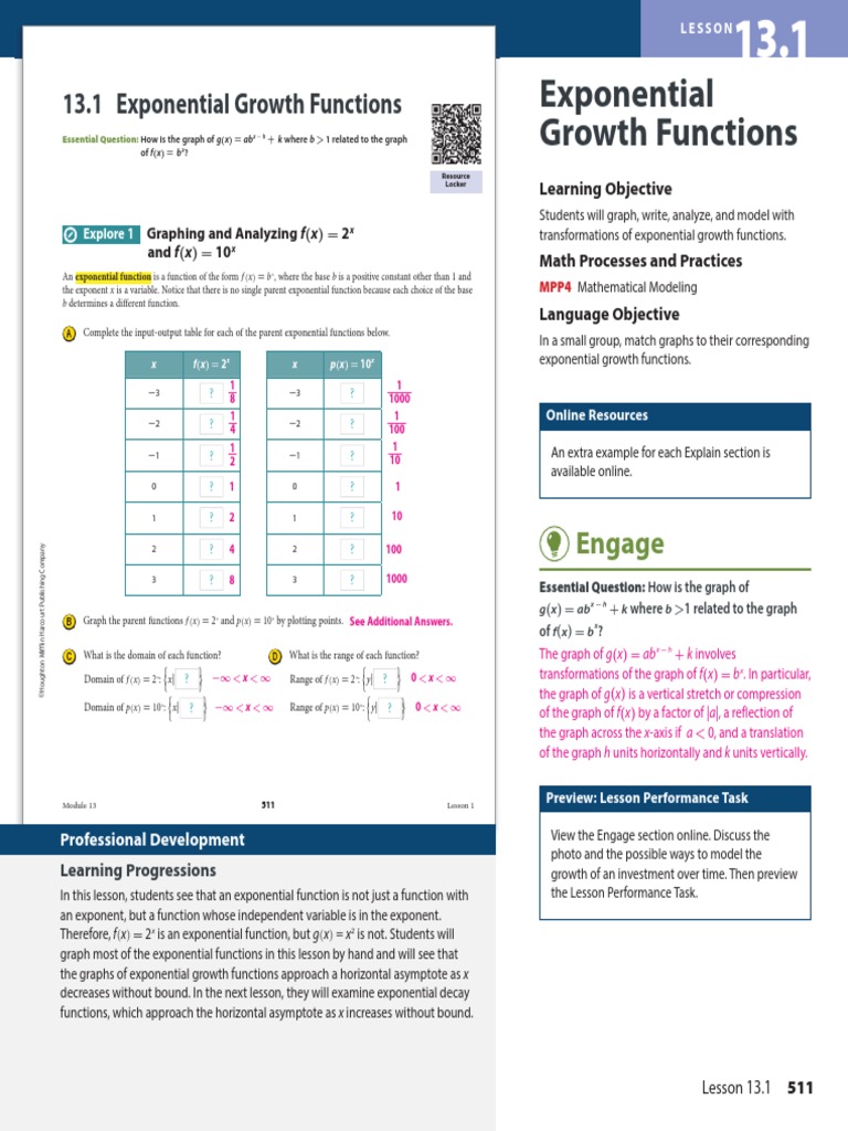 13.1 Exponential Growth Functions | PDF | Function (Mathematics) | Exponential Function