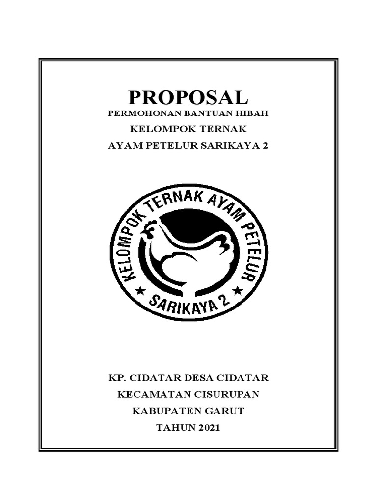 Contoh Proposal Ayam Petelur Cidatar Sarikaya | PDF