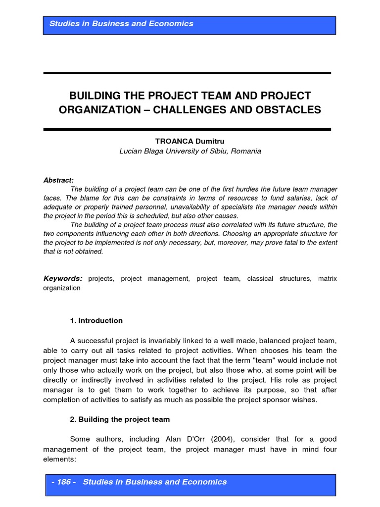 Project Team Building Challenges | PDF | Organizational Structure ...