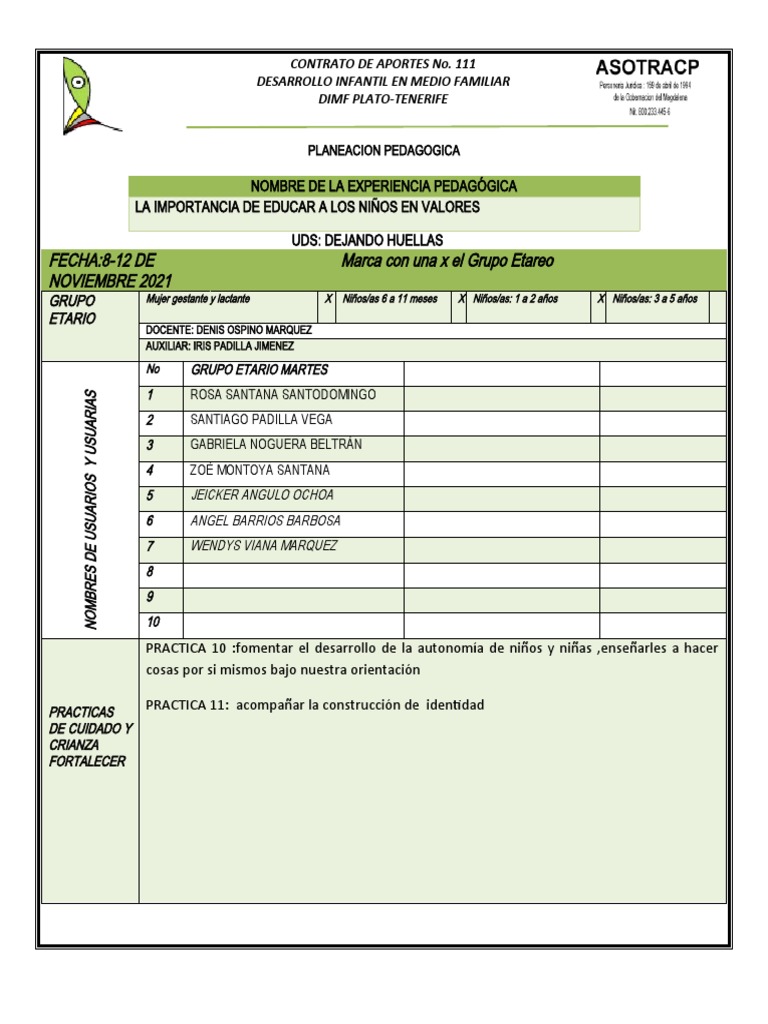 Planeación 8-12 de Noviembre de 2021 | PDF