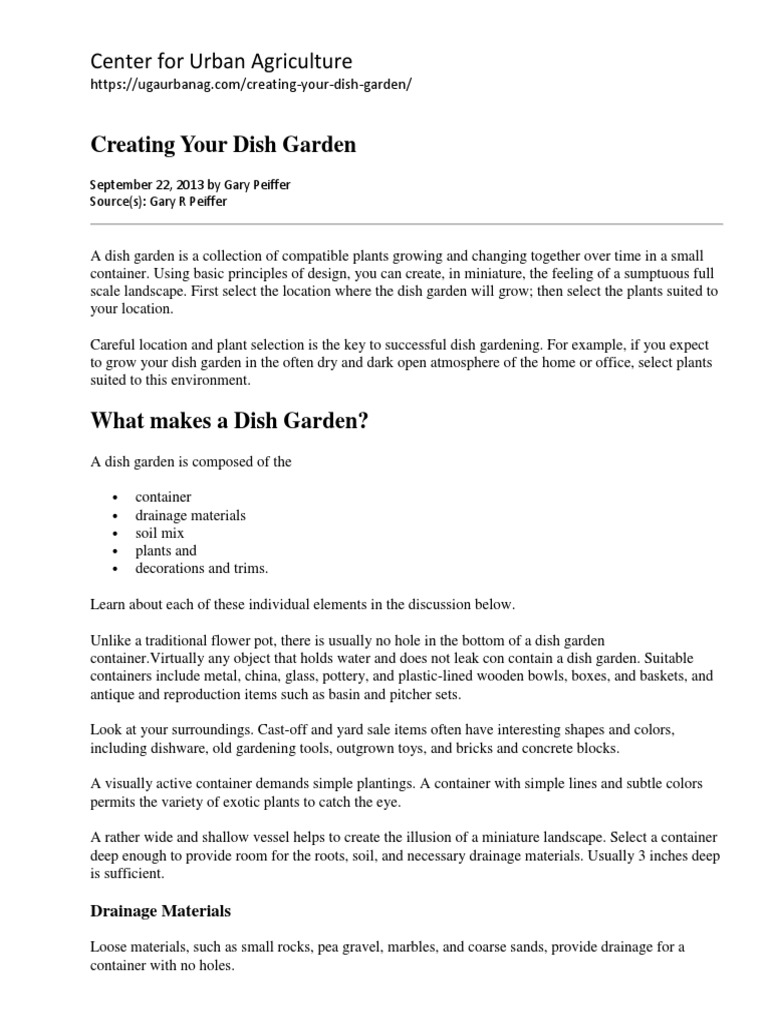 Making A Dish Garden | PDF | Gardens | Soil