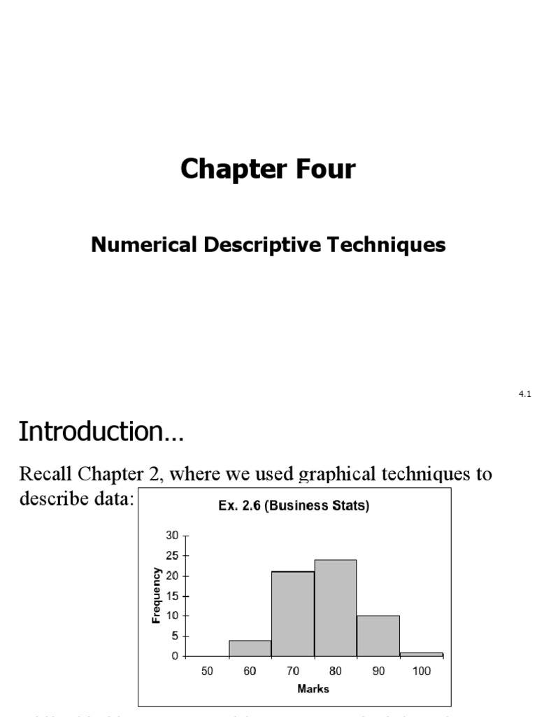 Chapter Four: Numerical Descriptive Techniques | PDF | Mode (Statistics) | Variance