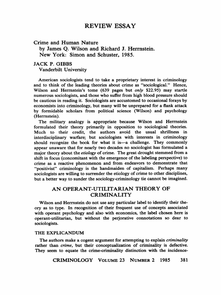 Crime and Human Nature Review | PDF | Criminology | Crimes
