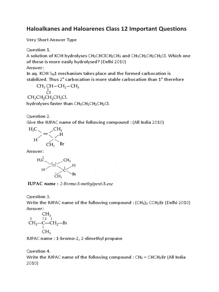 Haloalkanes and Haloarenes-1 | PDF | Chemical Reactions | Chemical Polarity