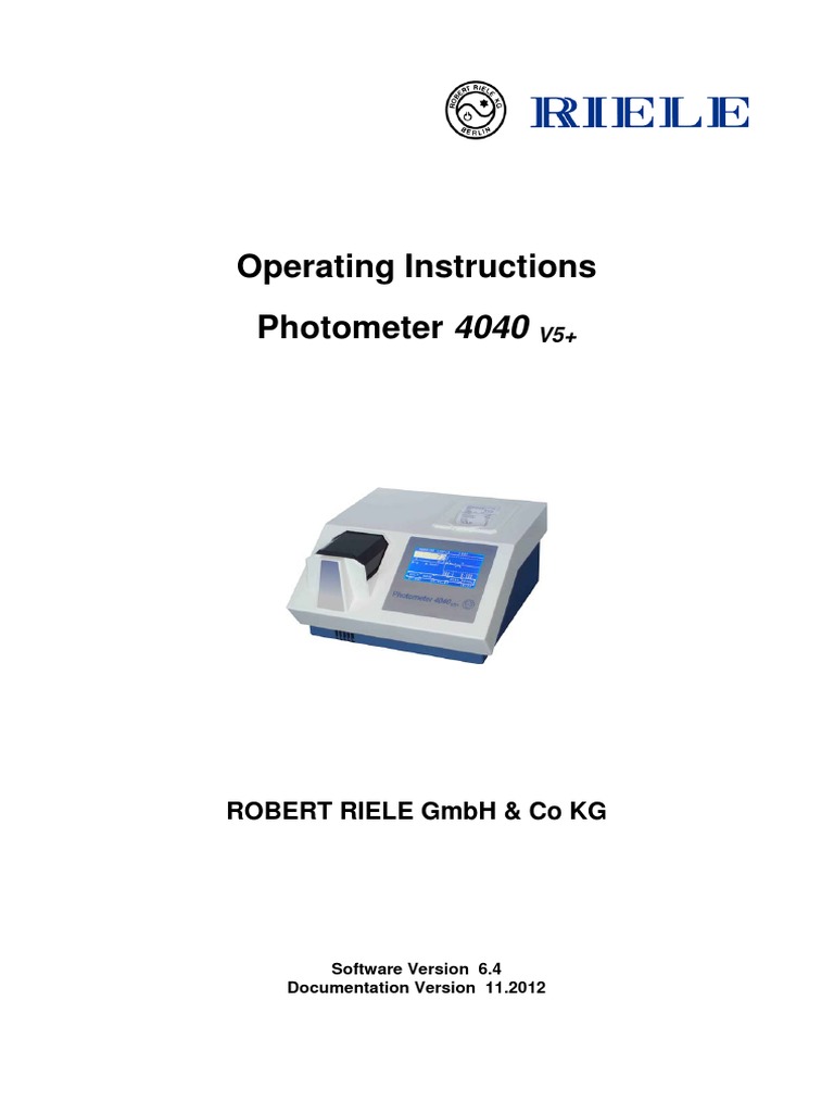 Operating Instructions Photometer 4040: Robert Riele GMBH & Co KG | PDF | Printer (Computing ...