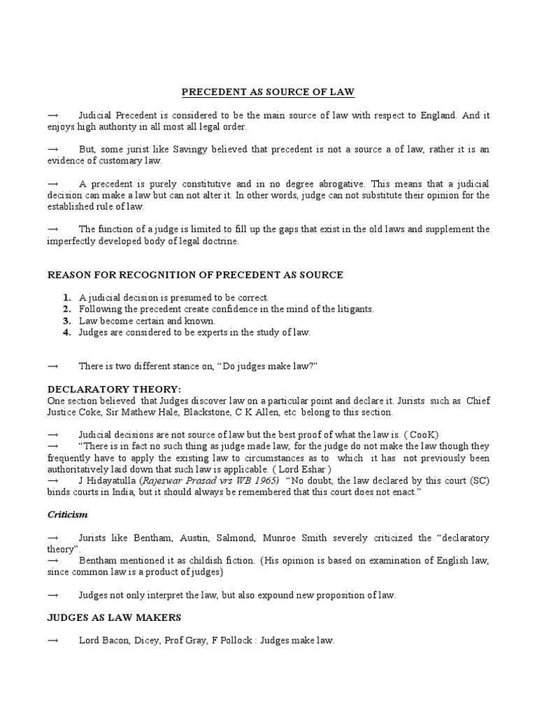 Precedent As Source of Law | PDF | Precedent | Ethical Principles