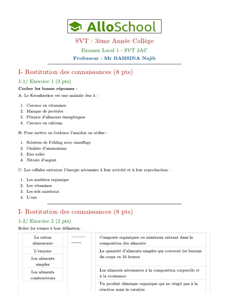 SVT 3ac Examen Local 1 1 | PDF