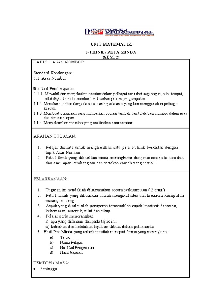Unit Matematik I-Think / Peta Minda (SEM. 2) | PDF