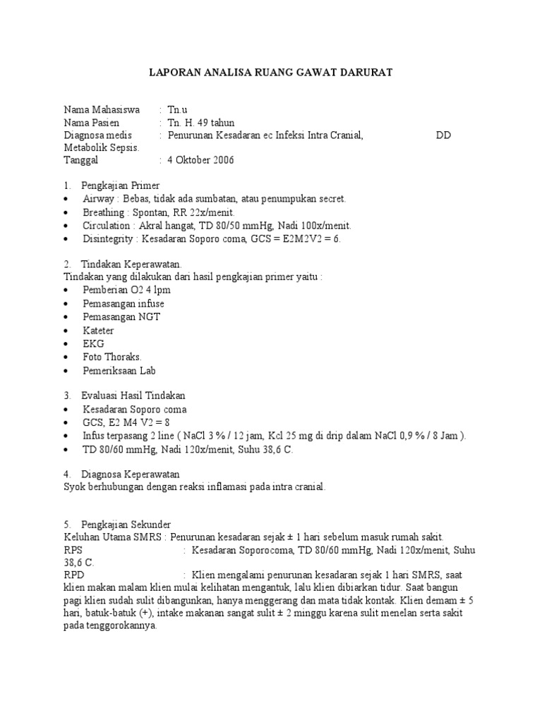 Laporan Analisa Ruang Gawat Darurat | PDF