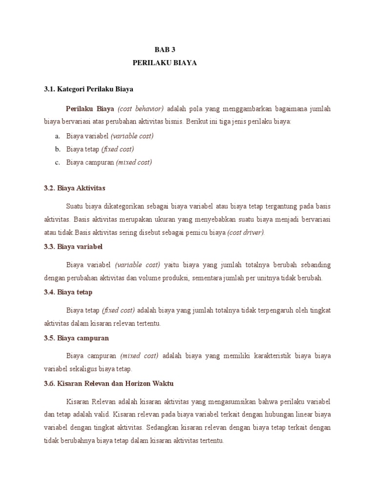 3 - Materi Perilaku Biaya | PDF