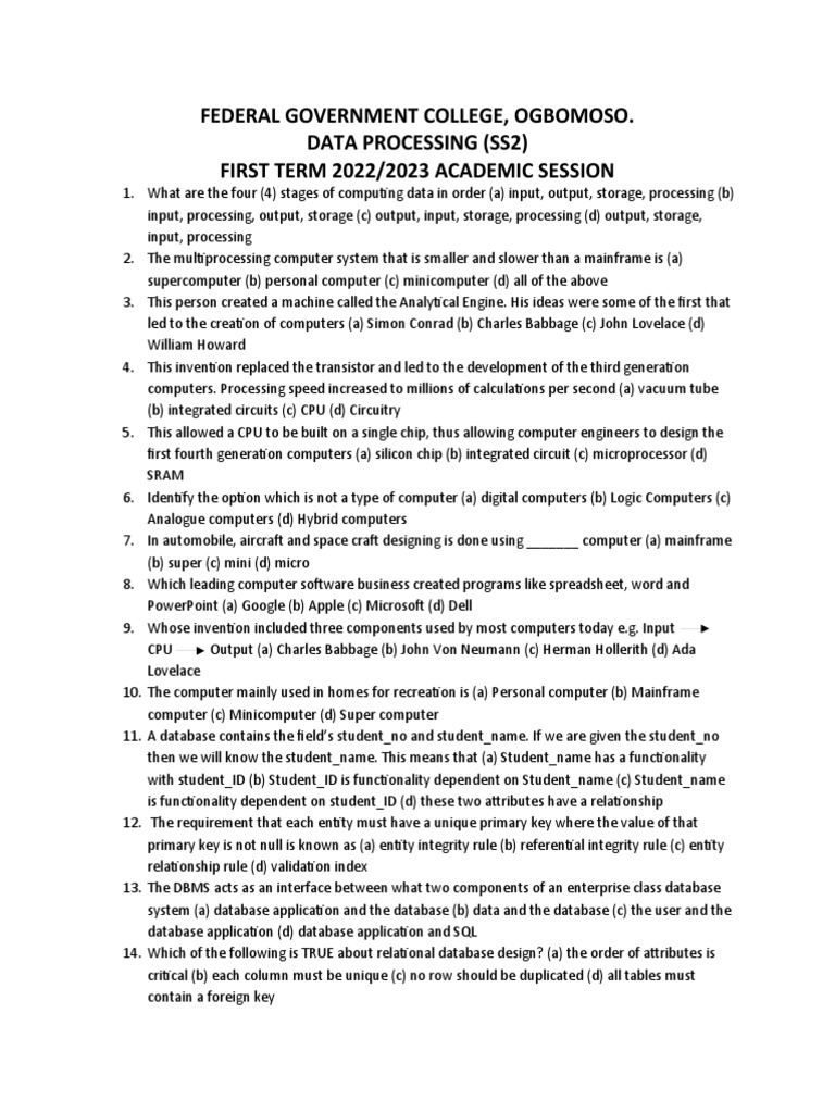 DP Exam Question 2 | PDF | Databases | Relational Database