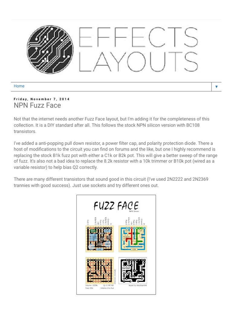 DIY Fuzz Face Pedal Guide | PDF | Bipolar Junction Transistor ...