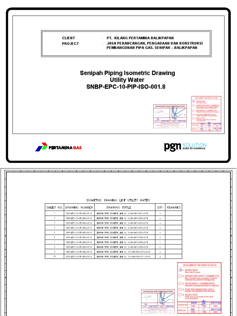 SNBP-EPC-10-PIP-ISO-001.8 Senipah Piping Isometric Utility Water | PDF