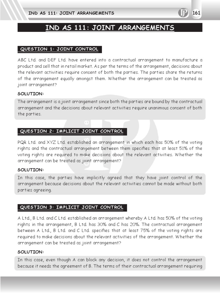 Ind As 111 Joint Arrangement | PDF | Partnership | Equity (Finance)